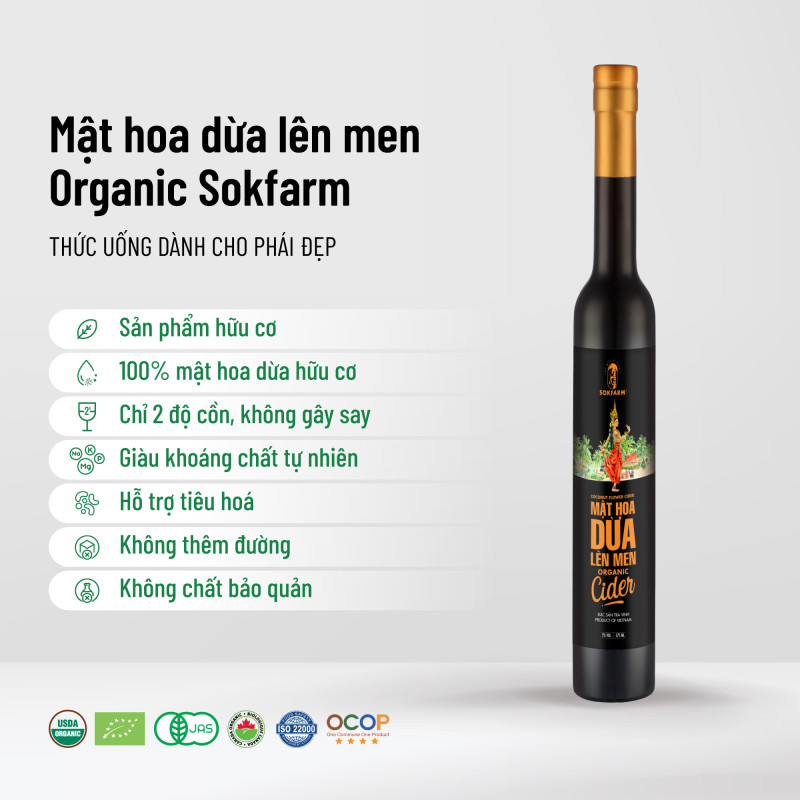 Mật hoa dừa lên men organic Sokfarm